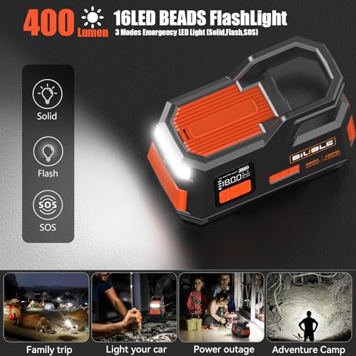 Car Jump Starter with Air Compressor,Biuble Jump Starter 4500A 150PSI Inflator for Up to All Gas or 10.0L Diesel Engine 12V Portable Battery Starter Power Pack
