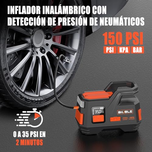 Car Jump Starter with Air Compressor,Biuble Jump Starter 4500A 150PSI Inflator for Up to All Gas or 10.0L Diesel Engine 12V Portable Battery Starter Power Pack