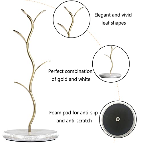 Coffee Mug Holder,Mug Rack Countertop,Leaf Shaped Mug Tree for Counter,Coffee Tea Cup Mug Holder Stand for Countertop,Perfect Coffee Bar Accessory & Kitchen Home Organizer Gold (Mug Not Included)