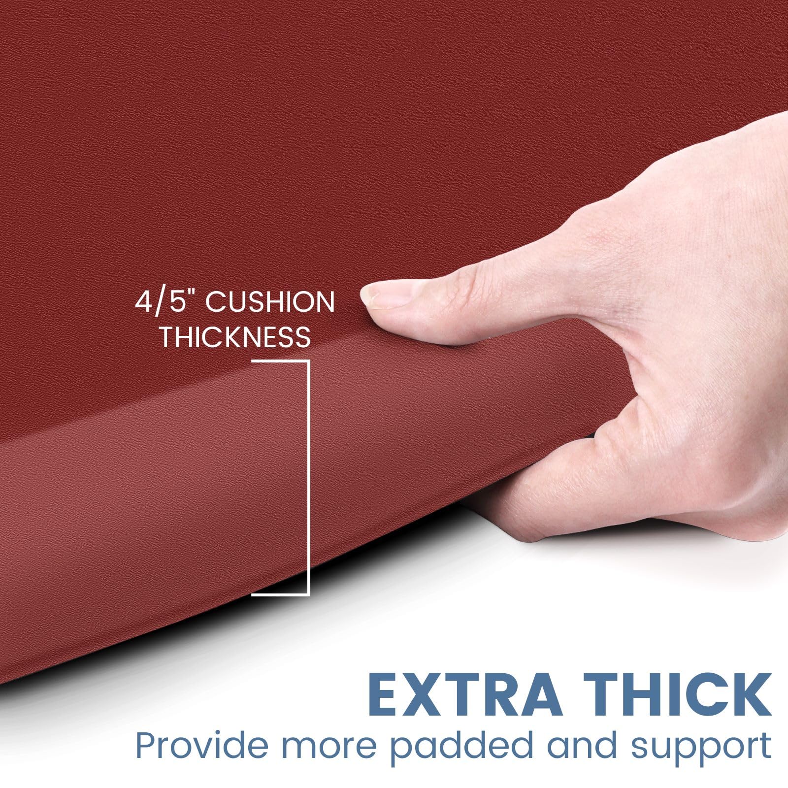 4/5 Inch Thick Kitchen Rugs, Cushioned Kitchen Mats, Anti Fatigue Mat for Floor, Non-Skid Washable Rug Set, Waterproof Standing Desk Mat, Heavy Duty Comfort Foam Mats for Home, Office, 17.3"*39", Red