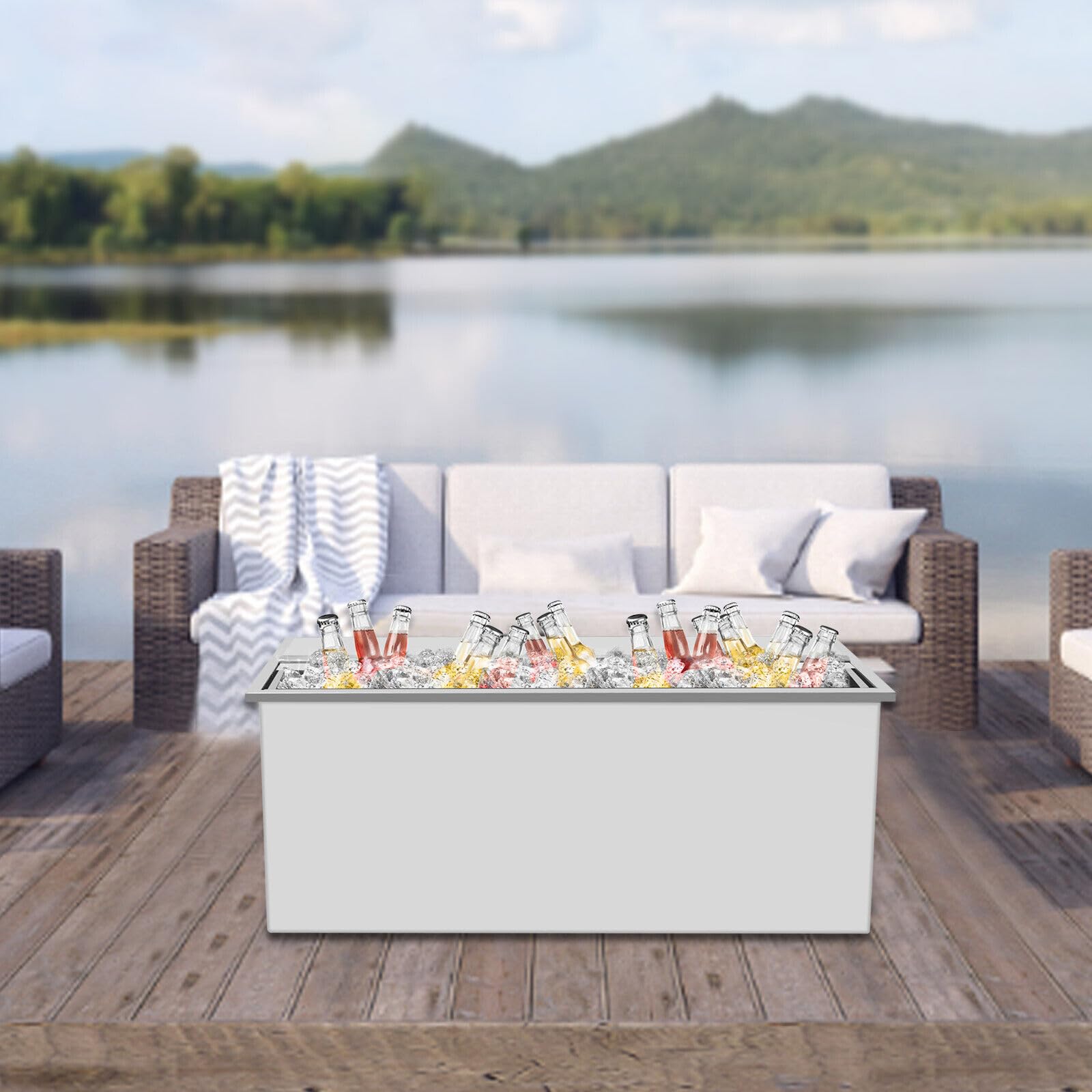 Drop in Ice Chest 104L Drop-in freezer Stainless Steel Ice Cooler Double-walled Design Built-in Thickened Foam Outdoor Kitchen for Cold Wine Beverage