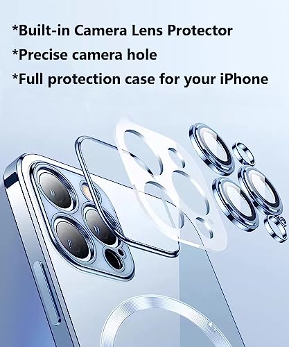 ZinLyuen Magnetic Clear Case for iPhone 13 Pro Max Case Compatible with MagSafe Built-in Camera Lens Protector Soft Shockproof Slim Case for iPhone 13 Pro Max 6.7" - Pink