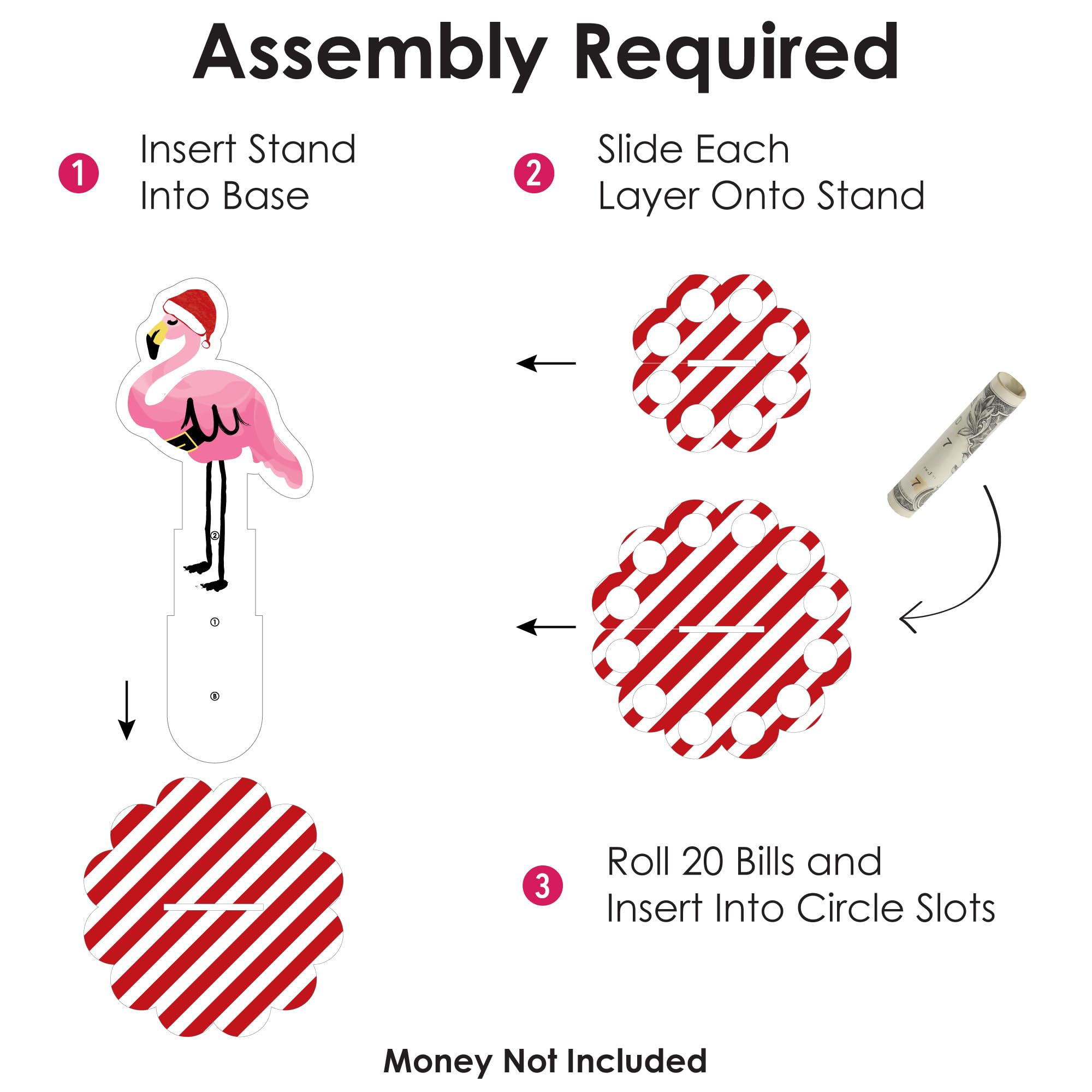 Big Dot of Happiness Flamingle Bells - DIY Tropical Christmas Party Money Holder Gift - Cash Cake