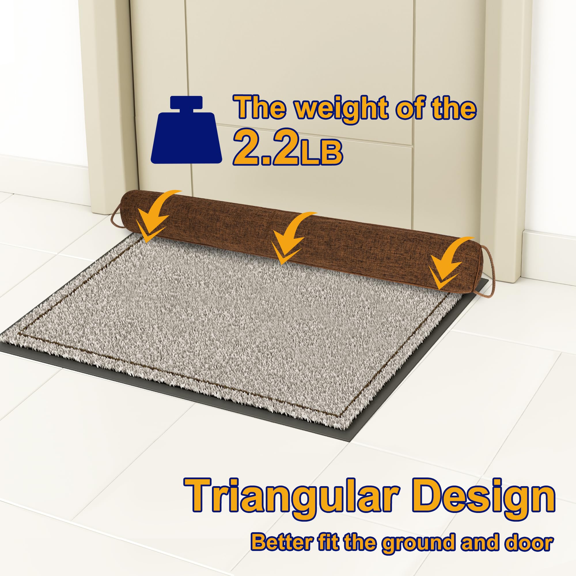 NABOWAN 38" Weighted Under Door Draft Stopper -Triangular Door Draft Blocker with Hook Loops for Easy Install, Save Energy, Home Room Essentials
