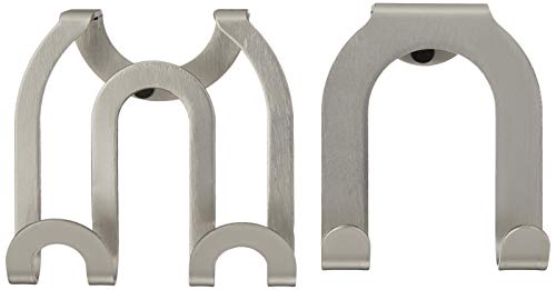 Spectrum Diversified Door Set of 2, Double Modern Kitchen & Bathroom Décor, Installation-Free Cabinet Hooks, 1 Set, Brushed Nickel