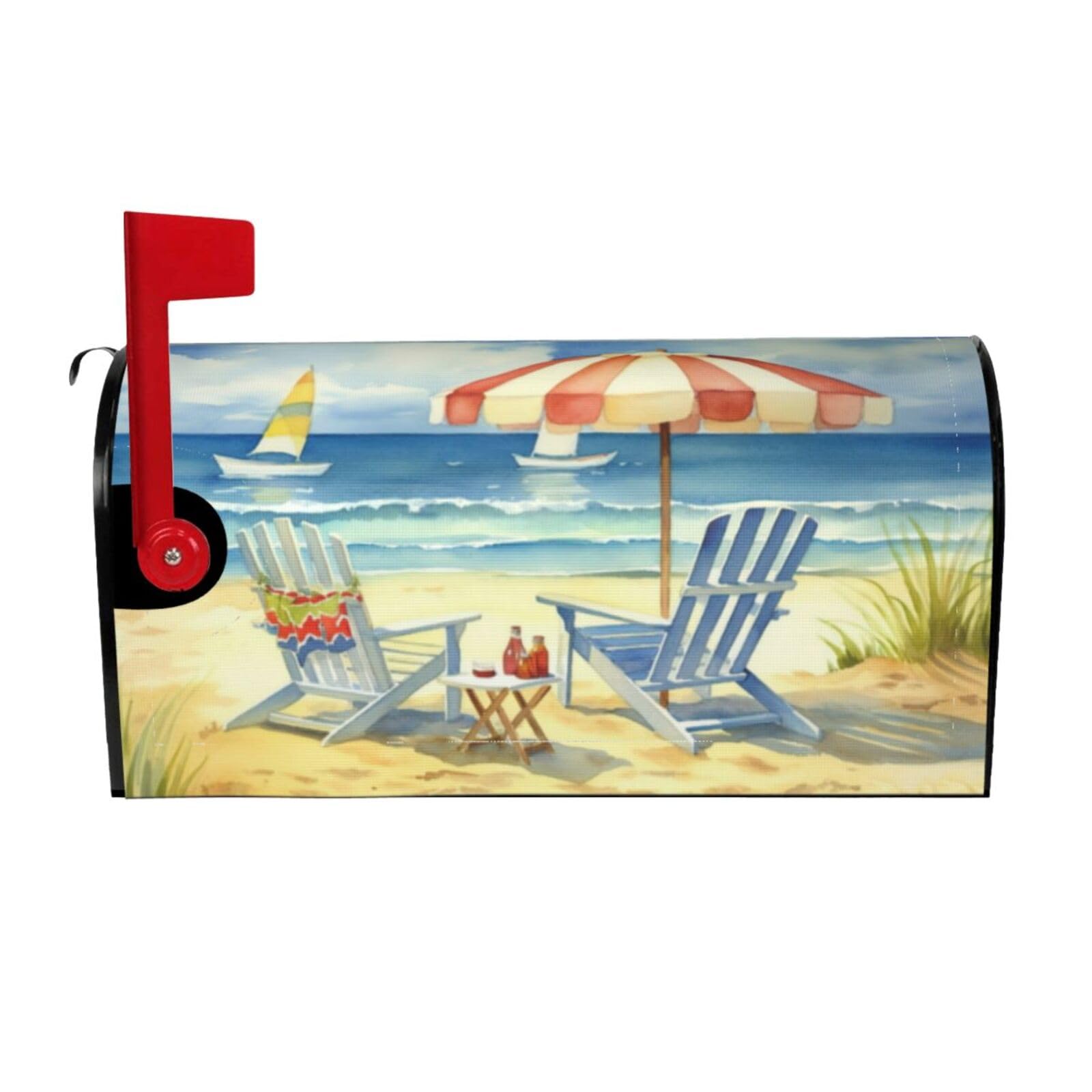 Summer Mailbox Covers Magnetic Standard Size 18" X 21" Beach Life Mailbox Cover Summer Nautical Magnetic Mailbox Covers Post Wraps Letter Box Cover for Home Garden Yard Decor