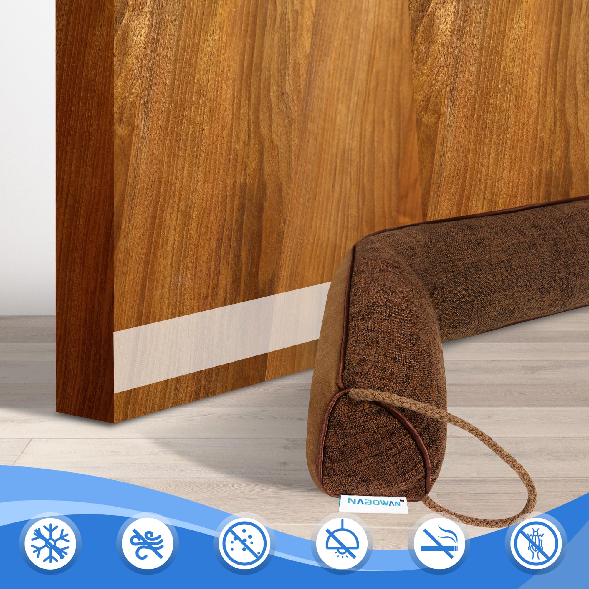 NABOWAN 38" Weighted Under Door Draft Stopper -Triangular Door Draft Blocker with Hook Loops for Easy Install, Save Energy, Home Room Essentials
