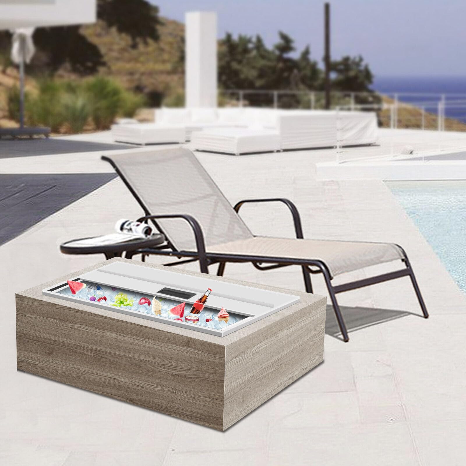 Drop in Ice Chest 104L Drop-in freezer Stainless Steel Ice Cooler Double-walled Design Built-in Thickened Foam Outdoor Kitchen for Cold Wine Beverage