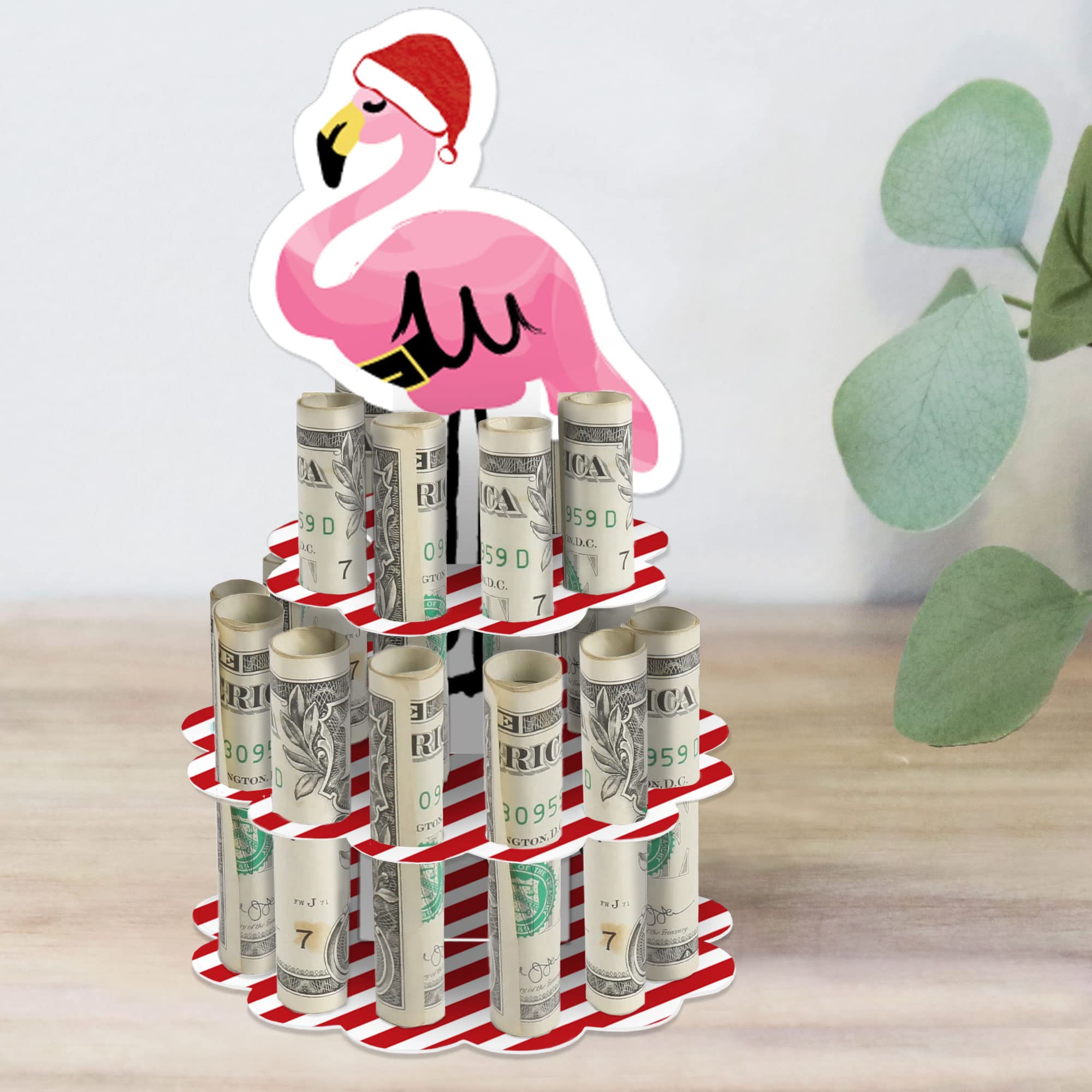 Big Dot of Happiness Flamingle Bells - DIY Tropical Christmas Party Money Holder Gift - Cash Cake
