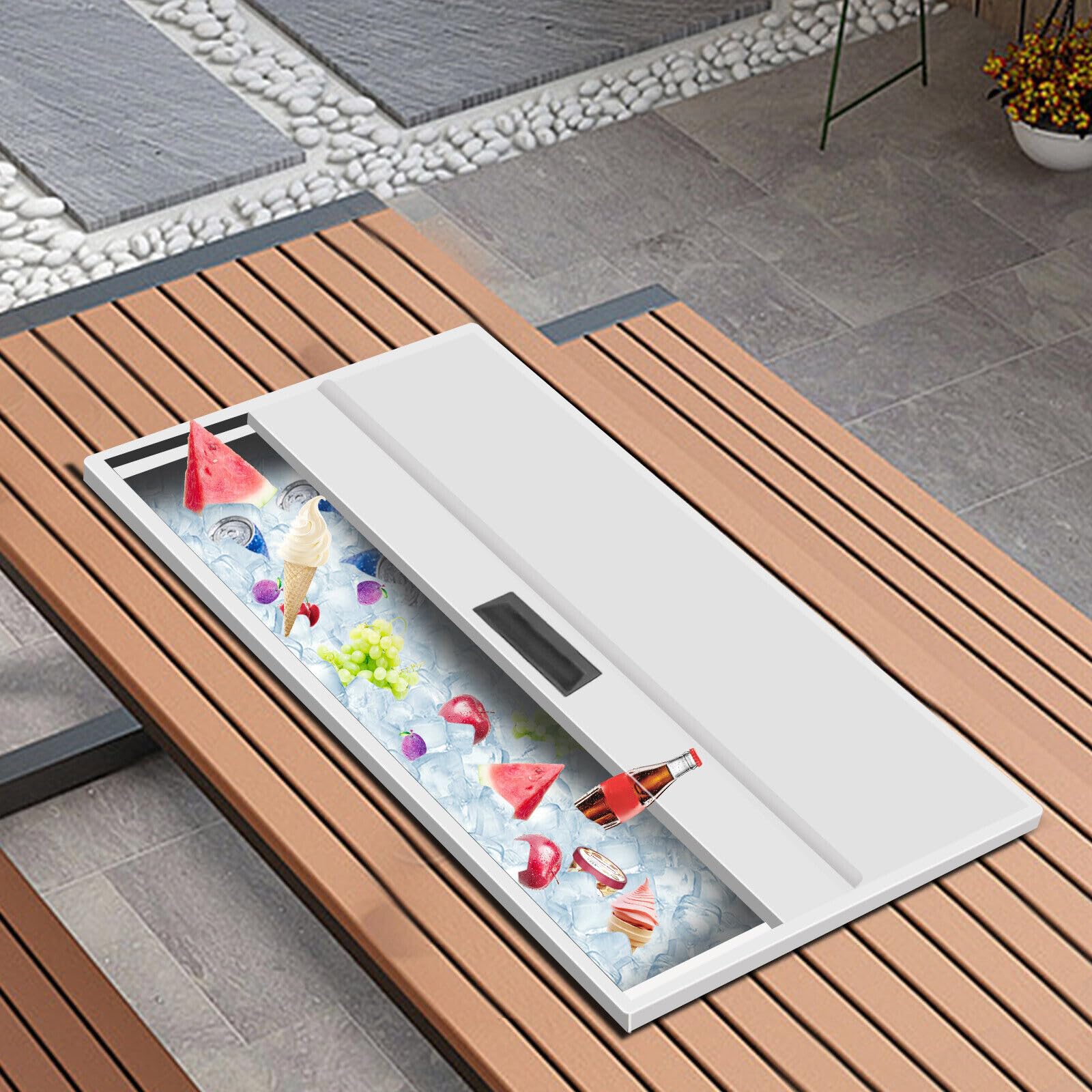 Drop in Ice Chest 104L Drop-in freezer Stainless Steel Ice Cooler Double-walled Design Built-in Thickened Foam Outdoor Kitchen for Cold Wine Beverage