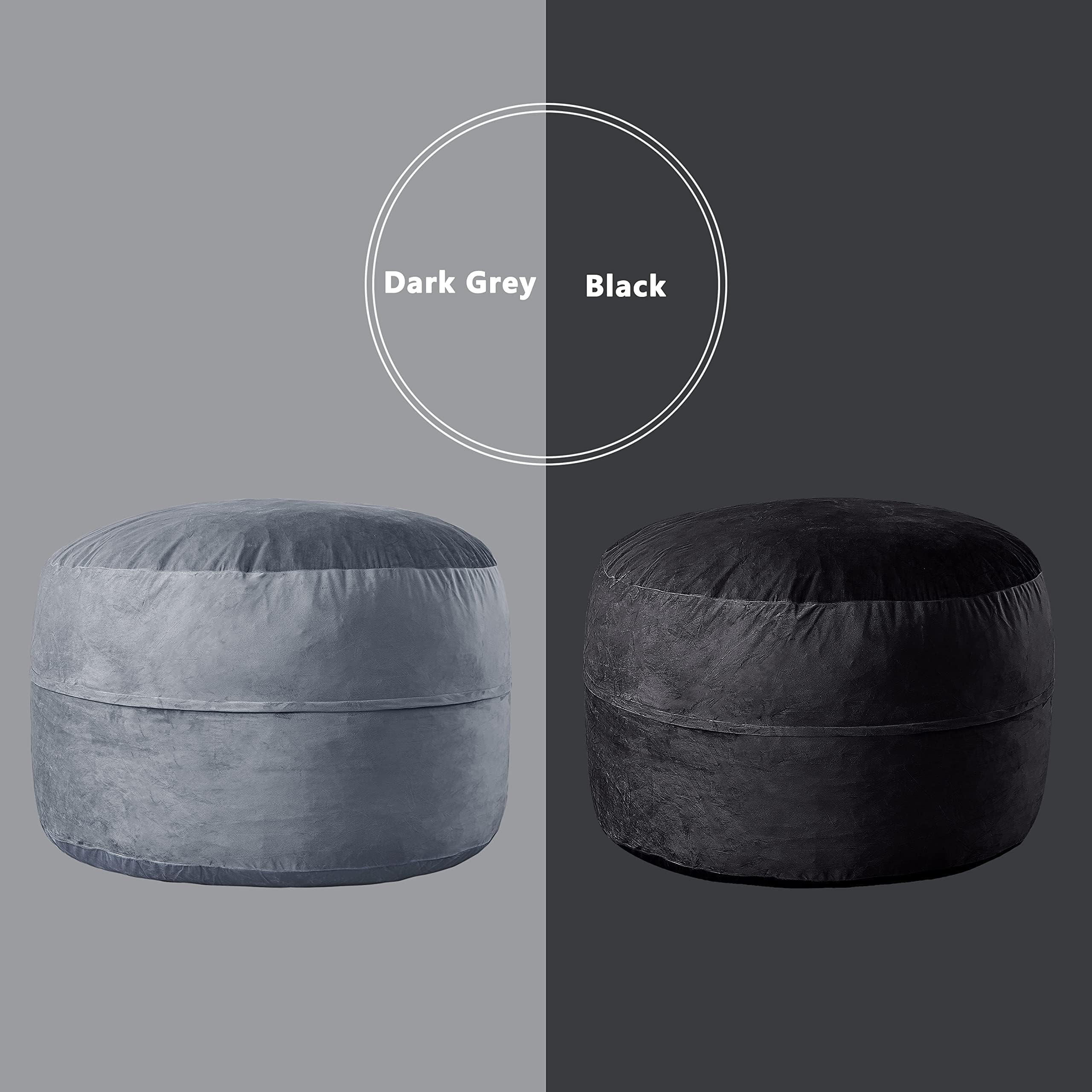 WhatsBedding Bean Bag Chairs for Adults Filled with Memory Foam, Large Bean Bag Sofa, Furniture Bag with Soft Dutch Velvet Cover,Black, 3 FT