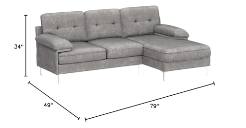 Abakan 79” Modern Sectional Sofas Couches for Living Room, Chenille L Shaped Couches with Chaise for Small Spaces, Sofa with Solid Wood Frame, Attached Armrest, Easy to Install(Light Grey)