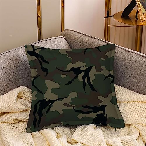 SARMSX Khaki Brown Stitched Leather Pillow Case for Sofa and Chair Camo Fashionable Graphic Uniform Sleek Leather Pillowcases for Minimalist Decor 16x16 inches