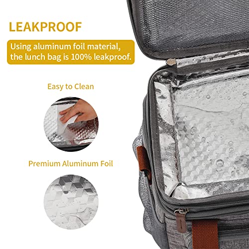 Geochlo Insulated Lunch Bag for Women Men, Lunch Box Leakproof Cooler Tote with Shoulder Strap for Work Picnic School (Purple)