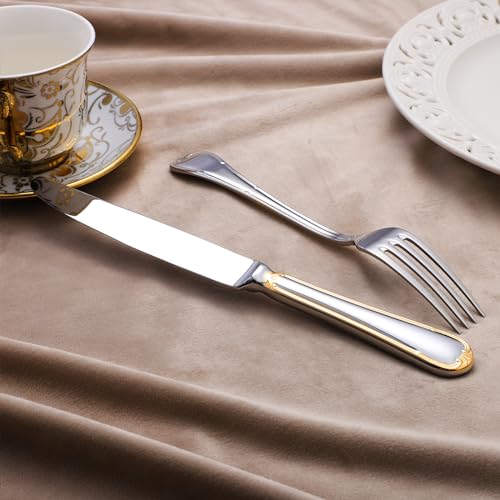 Zerophilo Silverware Set Gold Cutlery Set Mirror Polished Flatware Set Stainless Steel knife fork spoon Dishwasher Safe Gift of Wedding Housewarming Service for 1 (Gold)