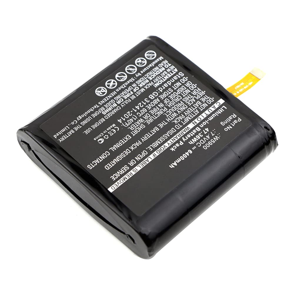 Synergy Digital Credit Card Reader Battery, Compatible with Sunmi W5900 Credit Card Reader, (Li-ion, 7.4V, 6400mAh) Ultra High Capacity, Replacement for Sunmi W5600 Battery
