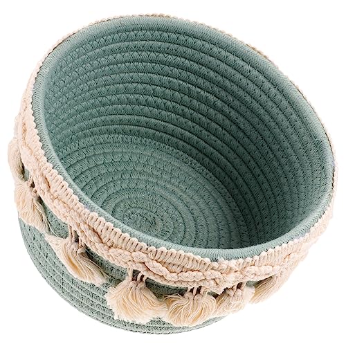 SWOOMEY Baby Toy Basket Cotton Rope Basket Tassel Side Rope Basket Desktop Basket Baby Cotton Rope to Weave Superior Cotton Rope Woven Toy Basket