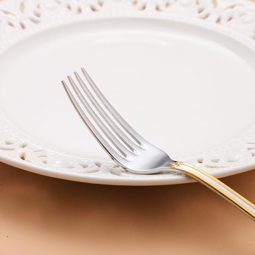 Zerophilo Silverware Set Gold Cutlery Set Mirror Polished Flatware Set Stainless Steel knife fork spoon Dishwasher Safe Gift of Wedding Housewarming Service for 1 (Gold)