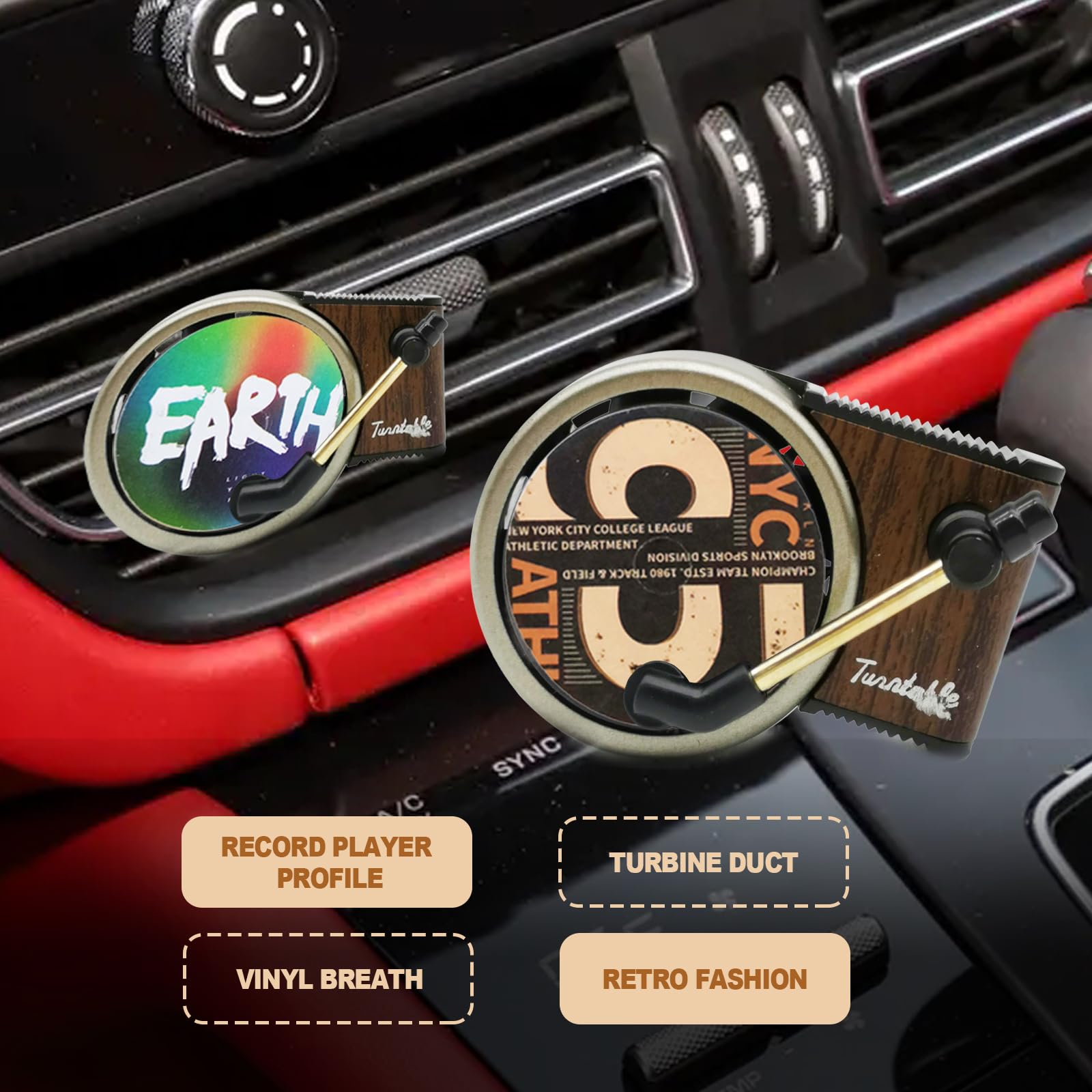 Car Retro Style Record Player Design, Car Air Freshener Clip, Car Vent Clip Aromatherapy Fragrance Diffuser, Rotatable Aromatherapy Clip, Car Accesories Interior.