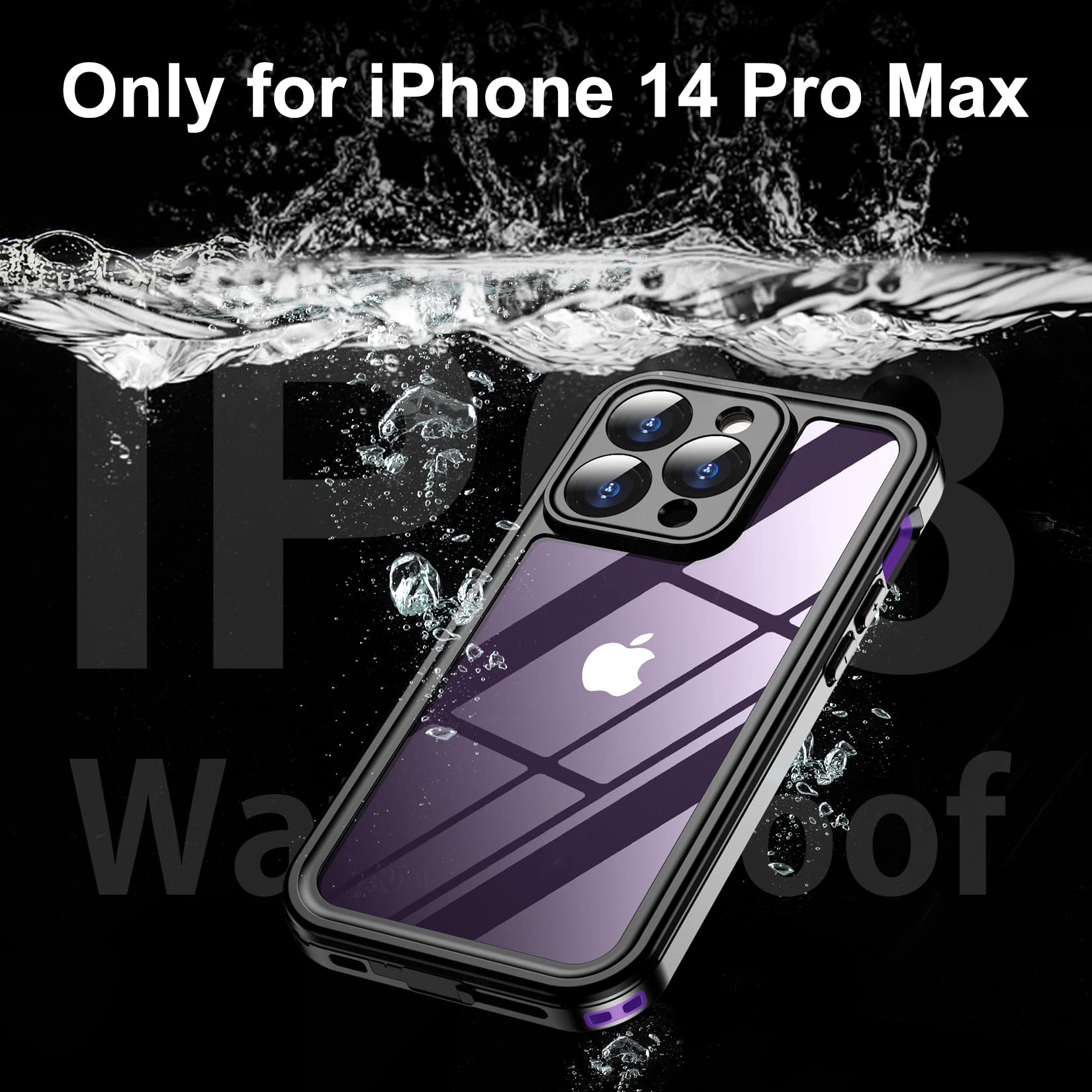 Temdan [Real 360] for iPhone 14 Pro Max Case Waterproof, Built-in 9H Tempered Glass Camera Lens & Screen Protection [14FTMilitary Dropproof][Full-Body Shockproof][Dustproof][IP68 Underwater]Phone Case
