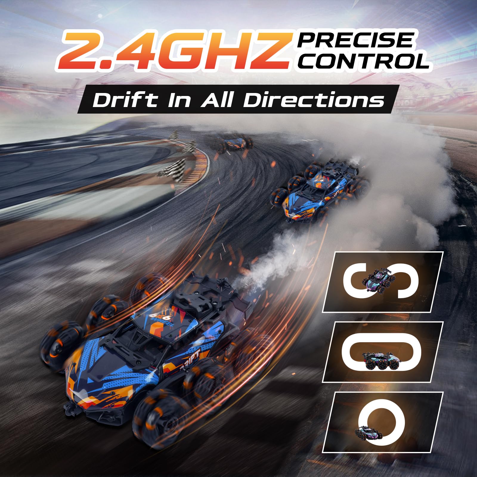 Gesture Sensing Rc Stunt Car With Light & Music, 2.4GHz Drift Stunt Remote Control Cars, 6WD Double Sided 360° Rotating Transform Off Road RC Stunt Car, Toy Car for 6-12 Year Old Boys & Girls