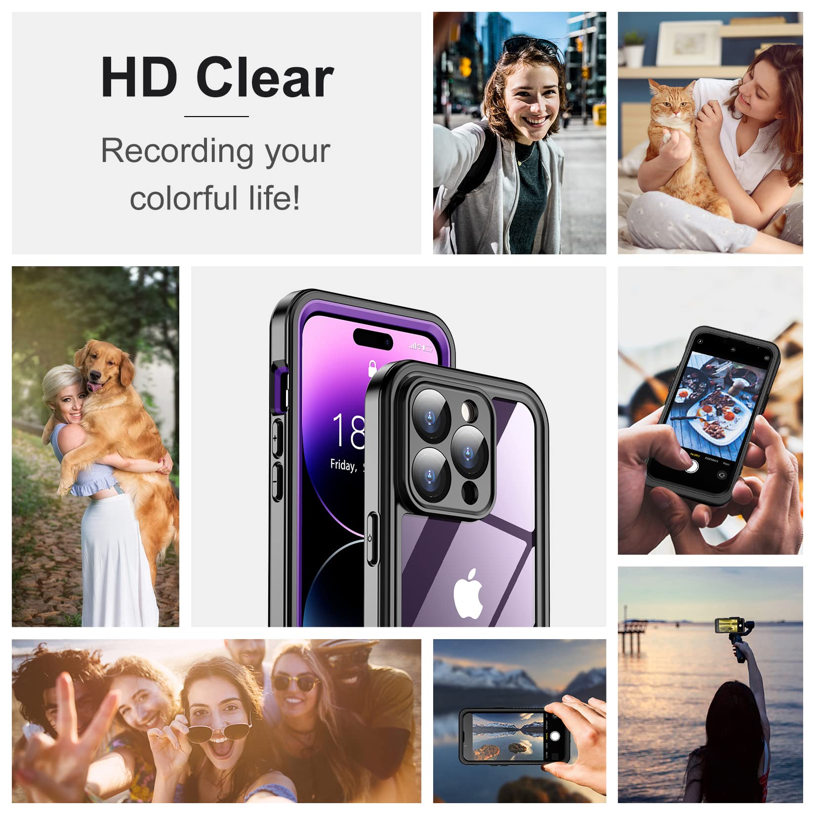 Temdan [Real 360] for iPhone 14 Pro Max Case Waterproof, Built-in 9H Tempered Glass Camera Lens & Screen Protection [14FTMilitary Dropproof][Full-Body Shockproof][Dustproof][IP68 Underwater]Phone Case