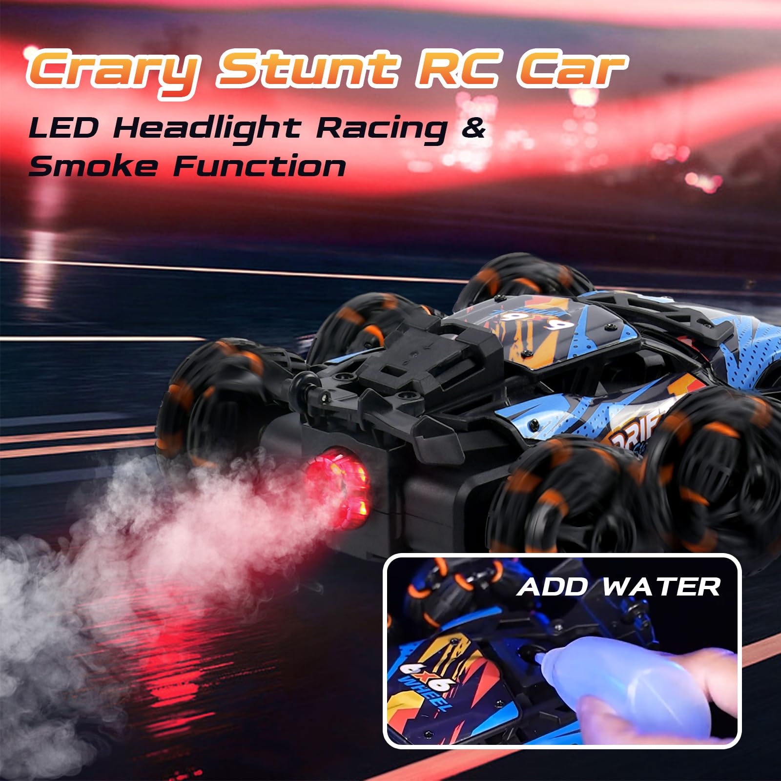 Gesture Sensing Rc Stunt Car With Light & Music, 2.4GHz Drift Stunt Remote Control Cars, 6WD Double Sided 360° Rotating Transform Off Road RC Stunt Car, Toy Car for 6-12 Year Old Boys & Girls