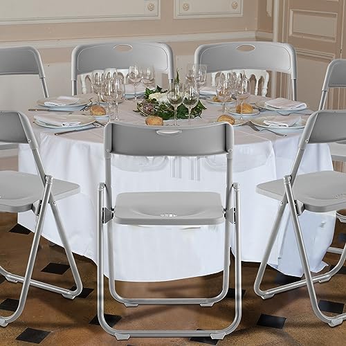 Sintuff 12 Pcs Plastic Folding Chair Steel Folding Dining Chairs Folding Chairs Bulk Fold up Event Chair Portable Commercial Chair with Steel Frame 350lb for Office Wedding Indoor (Gray)