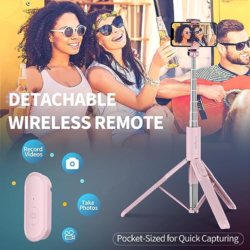 Sensyne 60" Phone Tripod, Lightweight All in One Selfie Stick Integrated with Wireless Remote Compatible with All Cell Phones for Selfie/Video Recording/Photo/Live Stream/Vlog