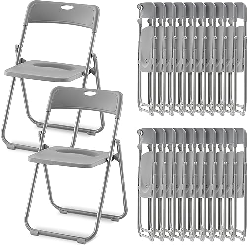Sintuff 12 Pcs Plastic Folding Chair Steel Folding Dining Chairs Folding Chairs Bulk Fold up Event Chair Portable Commercial Chair with Steel Frame 350lb for Office Wedding Indoor (Gray)