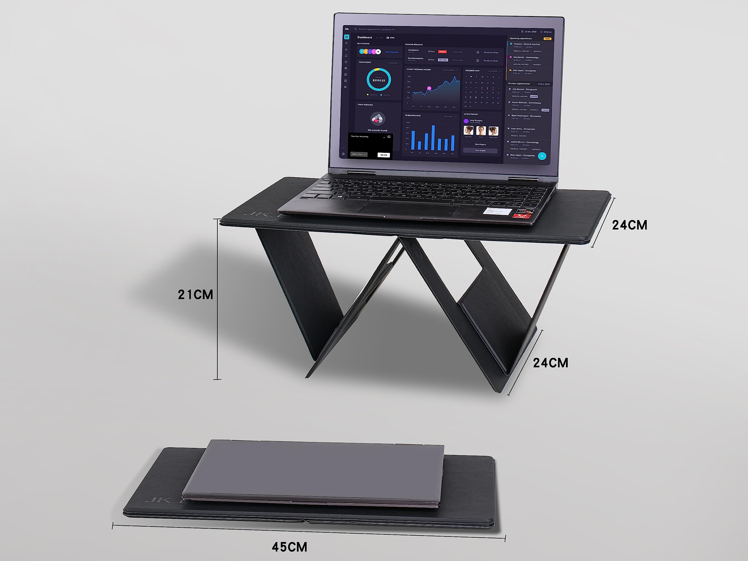 MRJKNRO.KJ Folding Table Desk at Home in The Office and car for Computer Laptop Pad Phone Reading Writing Easy to use Carry and stroage Lightweight (Black, 9.4“X17.7"X8.26")