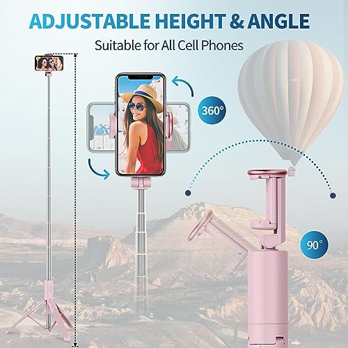Sensyne 60" Phone Tripod, Lightweight All in One Selfie Stick Integrated with Wireless Remote Compatible with All Cell Phones for Selfie/Video Recording/Photo/Live Stream/Vlog
