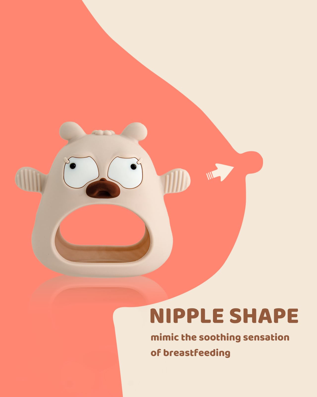 Baby Teething Toy Silicone Teething Mitten for Babies Over 3 Months Anti Dropping Wrist Hand Teethers Baby Chew Toys for Sucking Needs, BPA Free (Caramel)