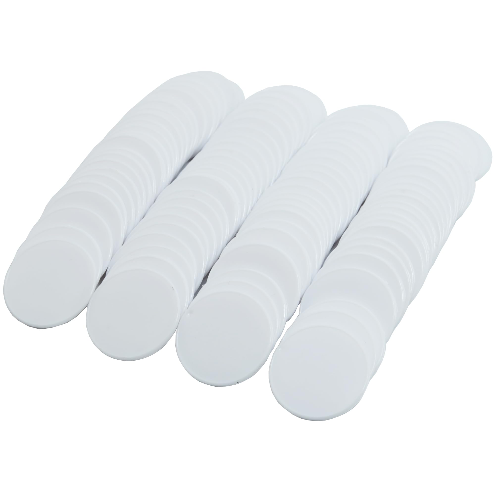 Smartdealspro 100pcs 32mm/1.26 Inch Opaque Plastic Learning Counters Disks Mini Poker Chips Game Tokens with Storage Box (White)