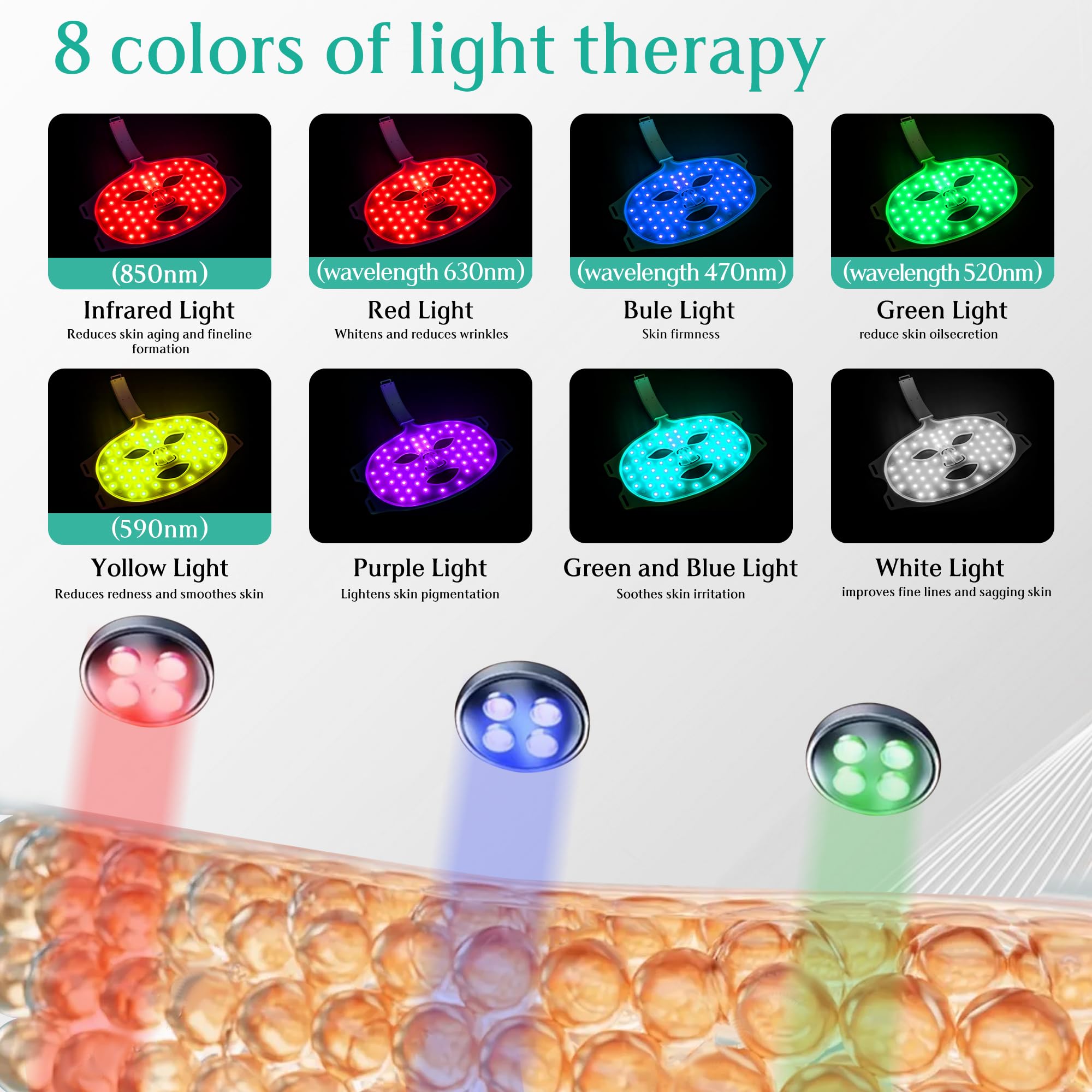 Red Light Therapy for Face, Led Contour Face Mask Light Therapy, 7+1 Color Near-infrared 850 Led Light Mask Portable and Rechargeable, Red Light Therapy At Home and Wireless Led Face Mask[BMask Pro]