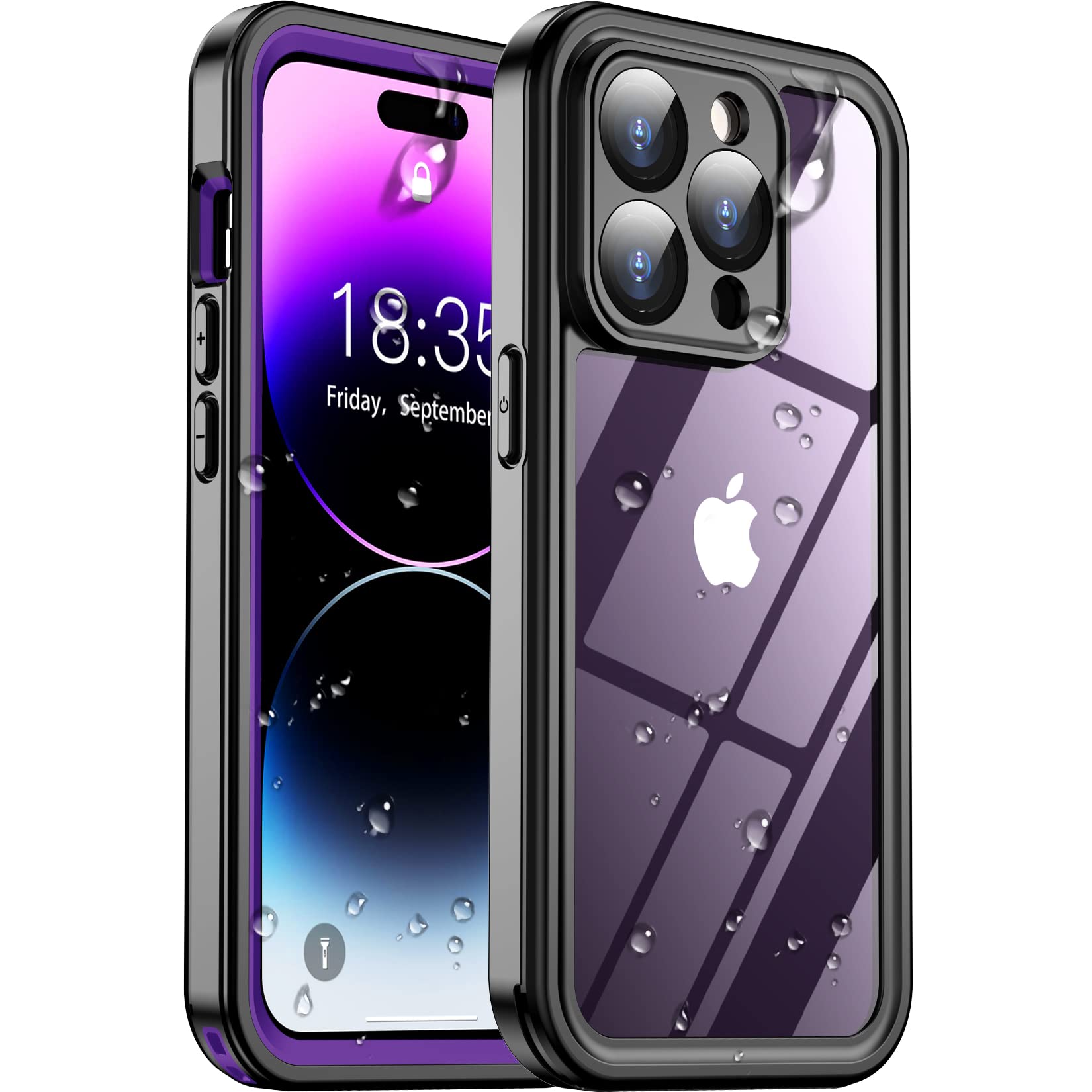 Temdan [Real 360] for iPhone 14 Pro Max Case Waterproof, Built-in 9H Tempered Glass Camera Lens & Screen Protection [14FTMilitary Dropproof][Full-Body Shockproof][Dustproof][IP68 Underwater]Phone Case