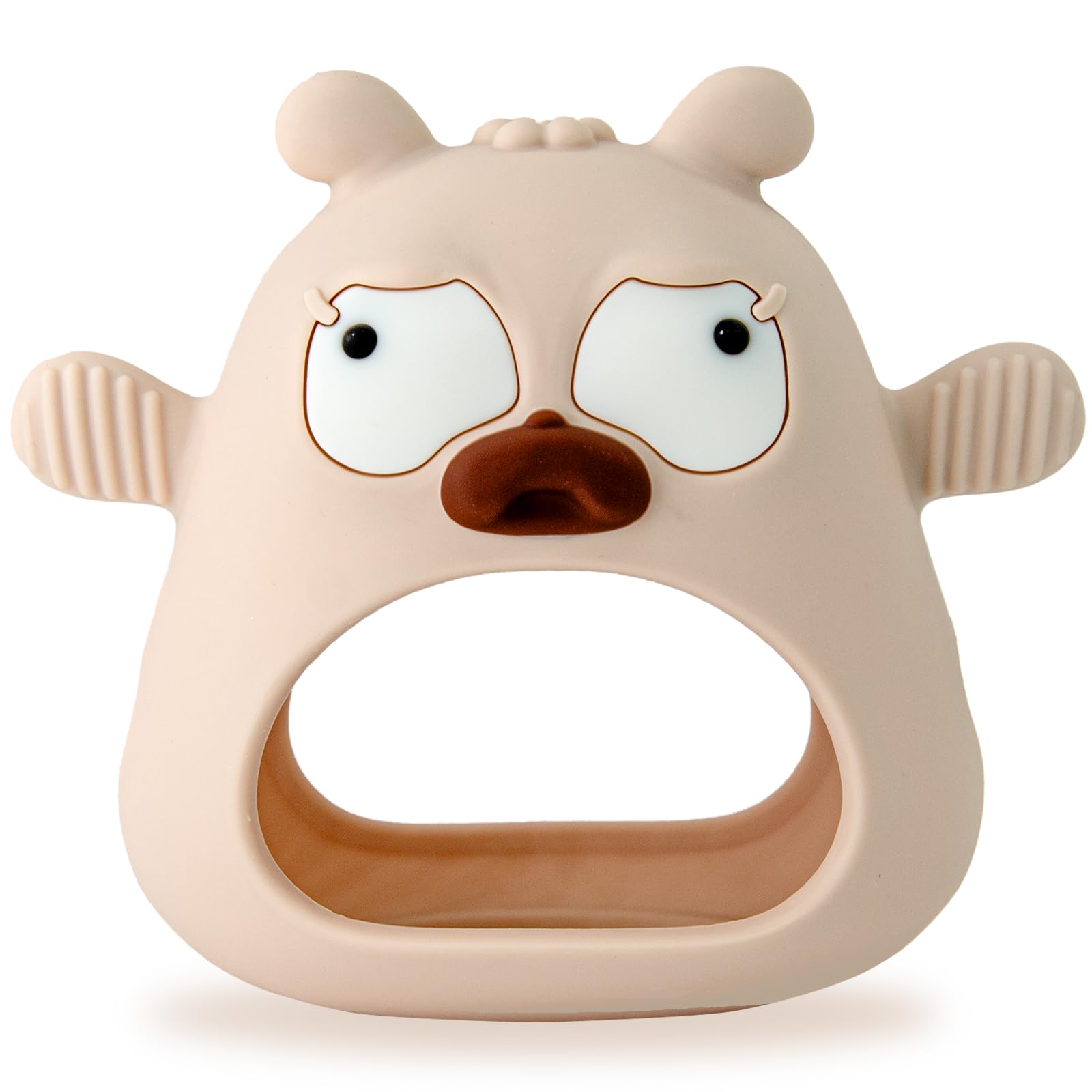 Baby Teething Toy Silicone Teething Mitten for Babies Over 3 Months Anti Dropping Wrist Hand Teethers Baby Chew Toys for Sucking Needs, BPA Free (Caramel)