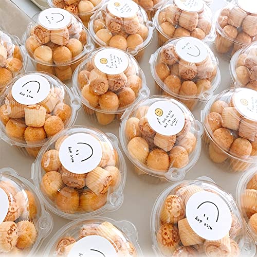 TOFLEN 100ct Disposable Clear Plastic Packaging Box with Cover - Plastic Hinged Food Container for Desserts To-Go, Fruit, Bread, Party Favor Cake - Cupcake Boxes Individual