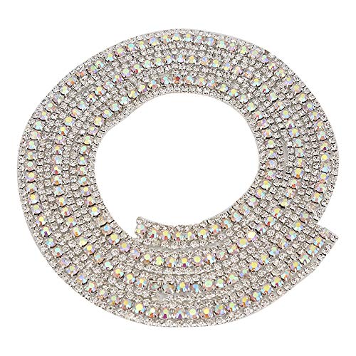 Ribbon, Easily Bends Mesh Rhinestone, Themed Parties Napkins Ornament Candle Holders for Wedding Cake Stands Birthday Party (Silver AB)