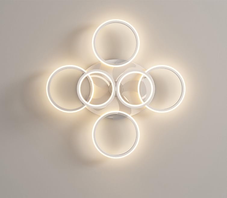 Anyeark Low Profile Ceiling Fan with Light Modern, Bedroom Ceiling Smart Fan with LED, Fandelier Ceiling Fan Flush Mount 25.6-inch, 3000K-6500K Stepless Color Change, Assembly Required (White)