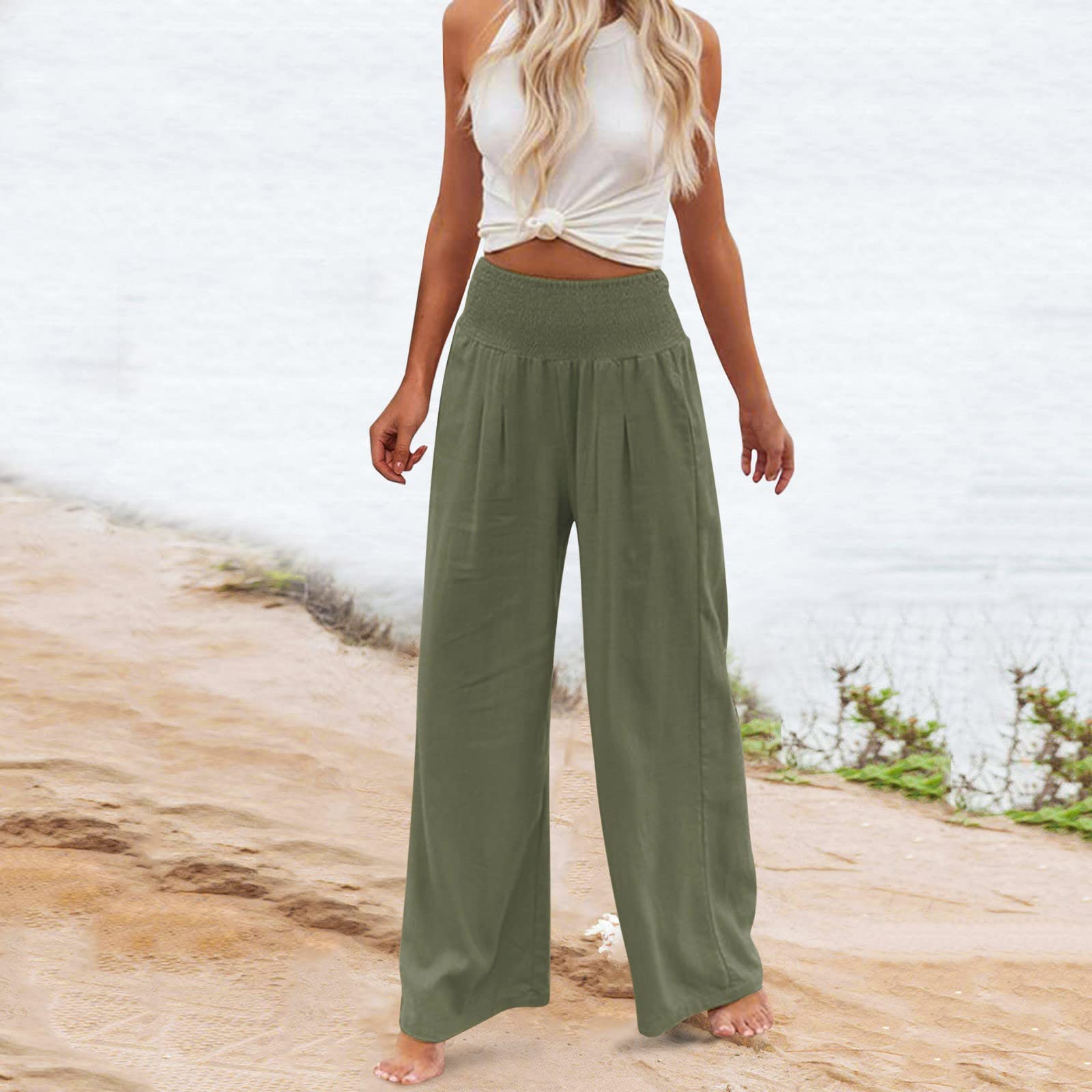sdhienbb 2 Piece Spring Outfits for Women Plus Size Women's Pants Safety Denim Cargo Hiking Sheer Pants, Army Green-h, X-Large