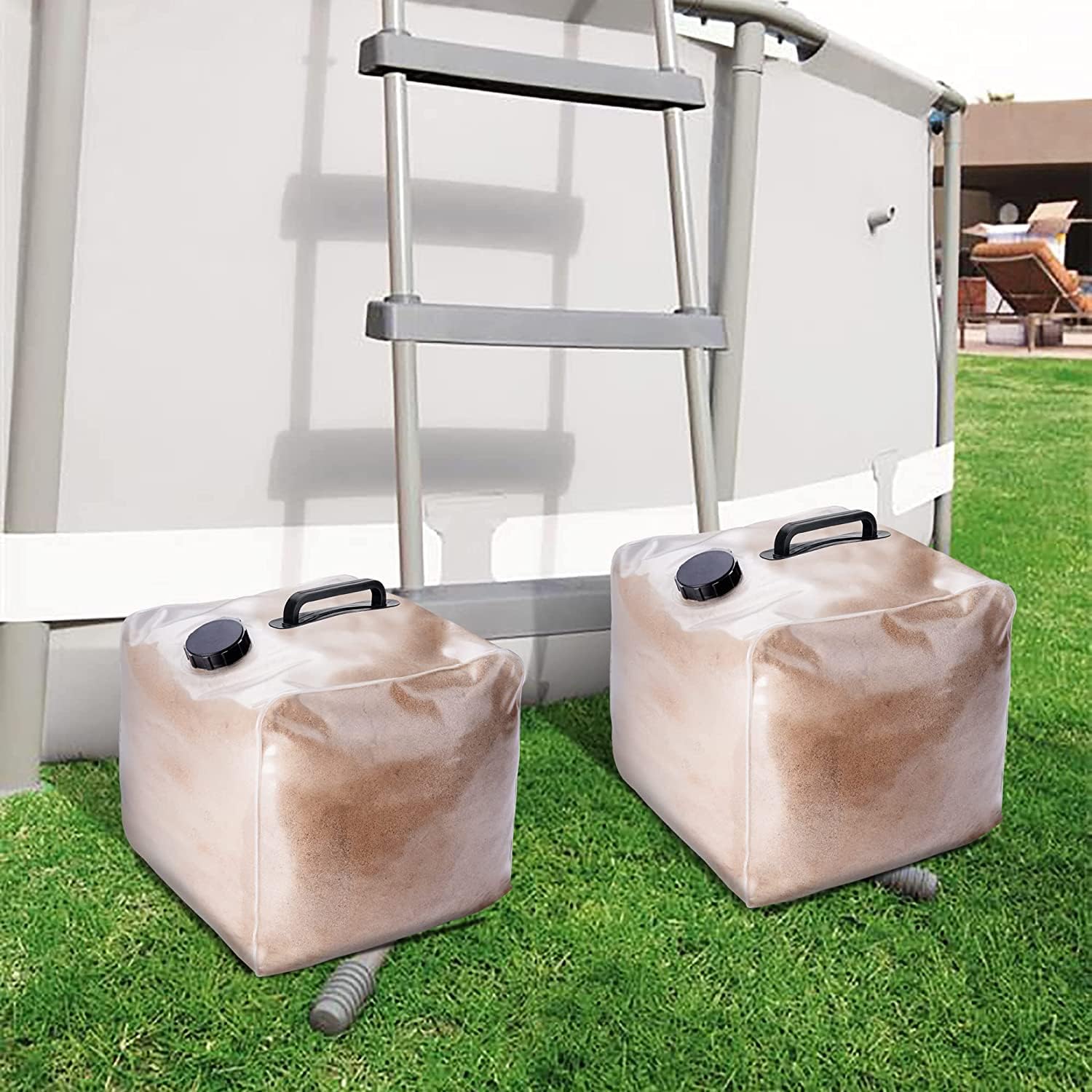 2Pcs Heavy Duty Pool Weight Plastic Sand Bags, Universal PVC Pool Steps Weights for Above Ground Pools, Fillable Swimming Pool Ladder Weights Anchor Bag Container for Pools Entry System