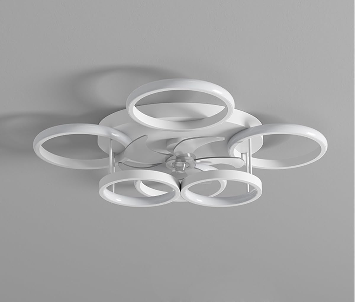 Anyeark Low Profile Ceiling Fan with Light Modern, Bedroom Ceiling Smart Fan with LED, Fandelier Ceiling Fan Flush Mount 25.6-inch, 3000K-6500K Stepless Color Change, Assembly Required (White)