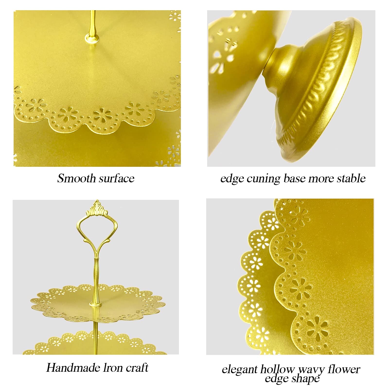 5 Pcs Cake Stands Set Gold Metal Cupcake Holder Dessert Display Plate Serving Platter Decoration for Baby Shower Wedding Birthday Party