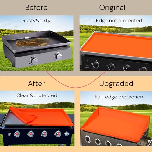 Jacooxi 28 Inch Food Grade Silicone Griddle Mat for Blackstone Grill, Upgraded Full-edge Griddle Cover, Protect Griddle from Dirt and Rust (Does not fit 28" XL)