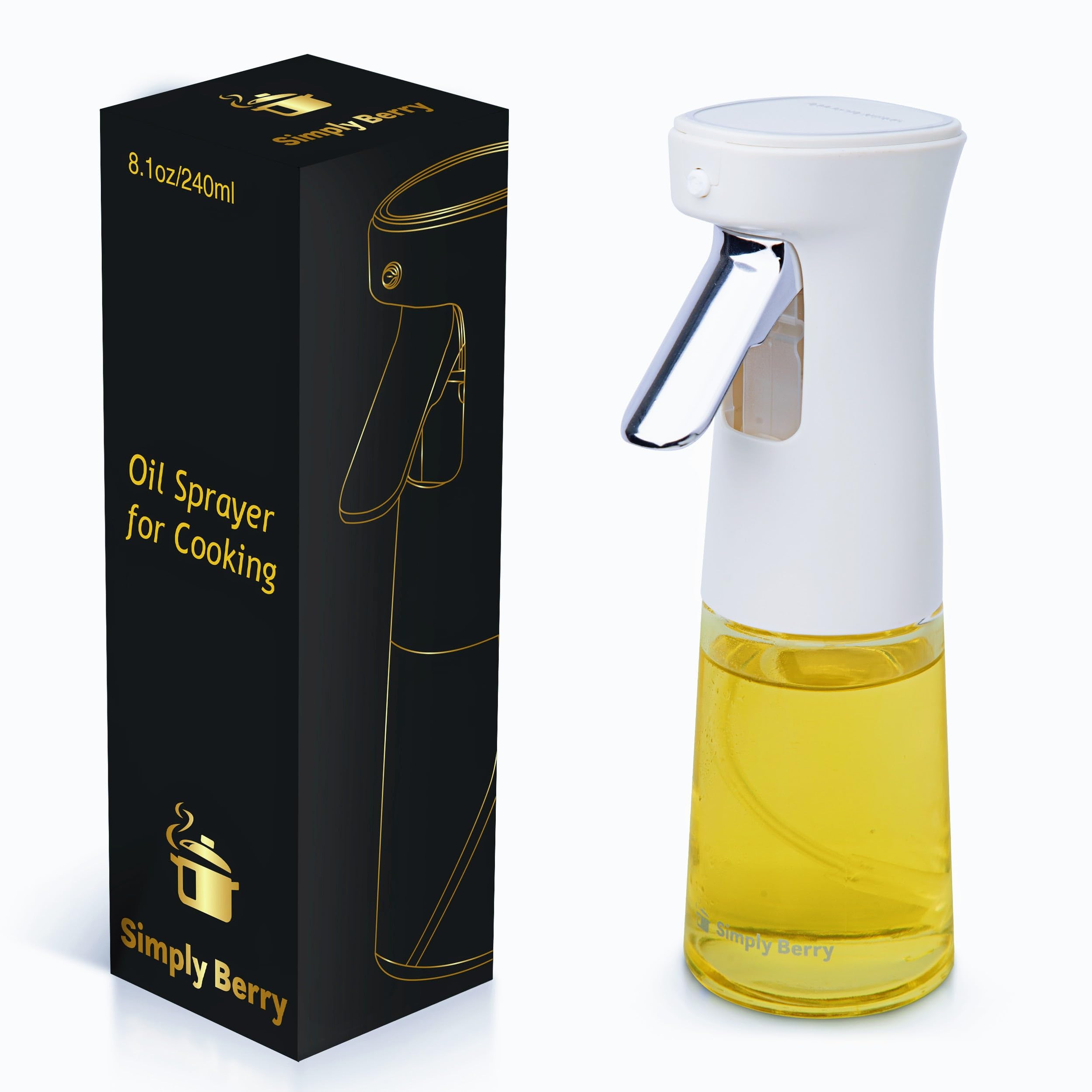 Simply Berry - Spray Magic: Ignite Culinary Creativity! Transform Your Cooking with this Delightful Oil Sprayer for Cooking, Air Fryer, Seasoning, Baking, Frying, BBQ. Glass Bottle Sprayer