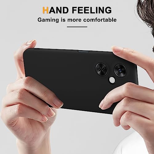 YENAPOON for OnePlus Nord N30 5G Case and 1 Pack Tempered Glass Screen Protector, Slim Liquid Silicone Shockproof Protective Case - Black