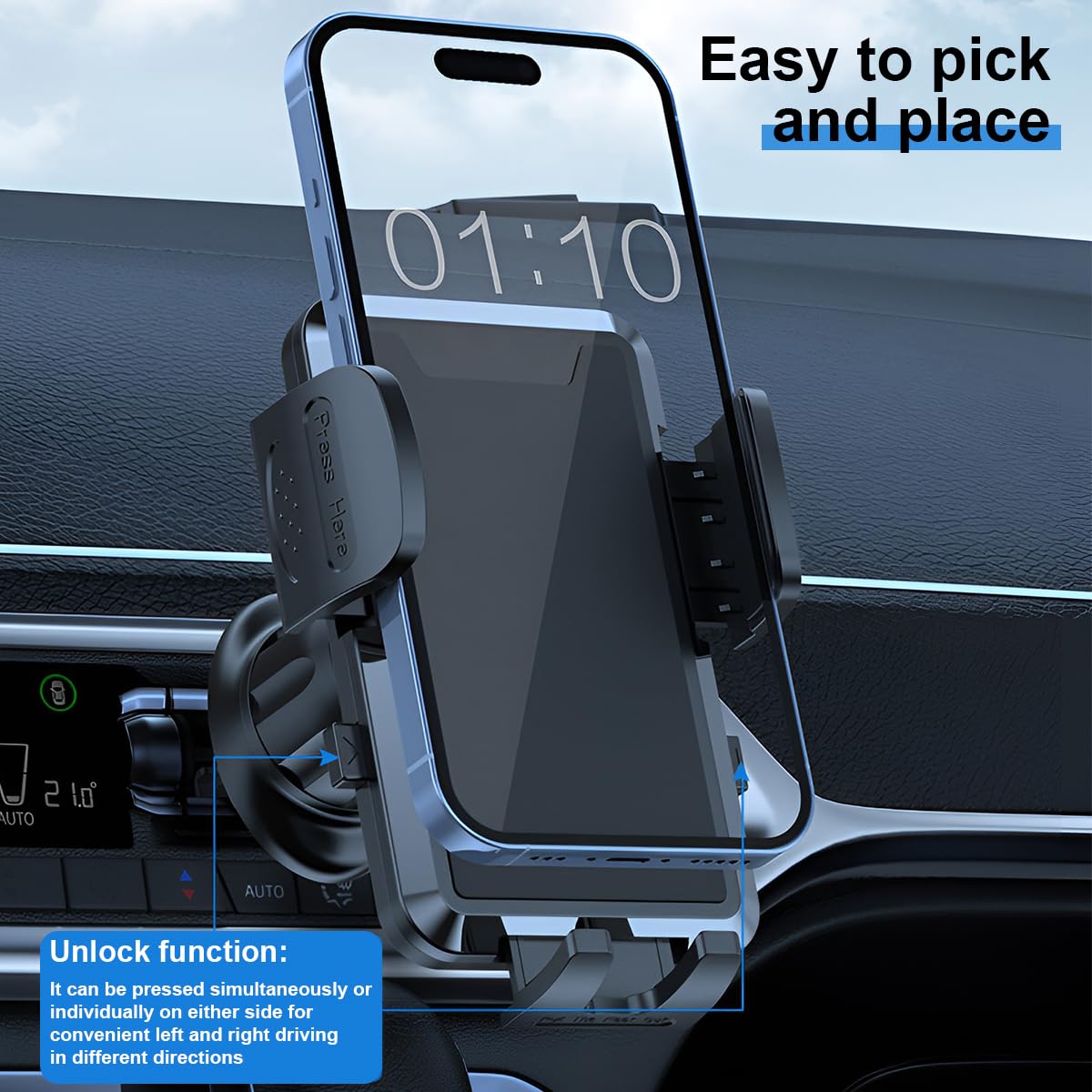 BESULEN Phone Mount for Car, Air Vent Cell Phone Holder Hands Free Cradle, Universal Stable Easy Clamp Phone Holder Mount, Compatible with iPhone 14 13 12 Pro Max and More Smartphones (Black)