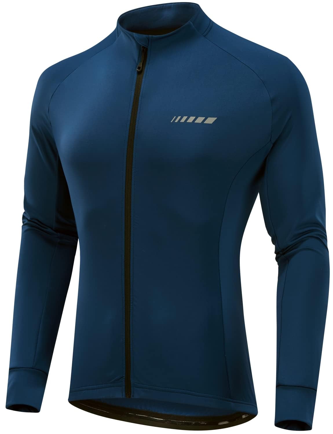 qualidyne Men's Winter Cycling Jersey Long Sleeve Fleece Thermal Bike Jacket Full Zip Biking Bicycle Shirt Cold Weather Blue