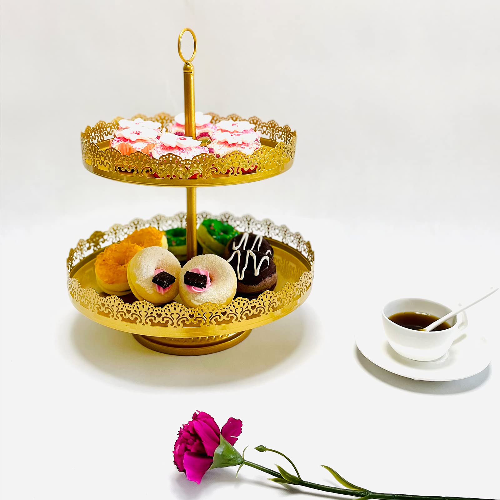 5 Pcs Cake Stands Set Gold Metal Cupcake Holder Dessert Display Plate Serving Platter Decoration for Baby Shower Wedding Birthday Party